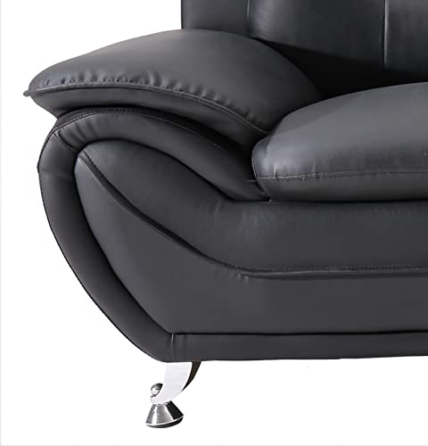 US Pride Furniture Michael Collection Modern Style Faux Leather Couch, Versatile 3 Seater Accent Piece for Living Room, Bedroom or Office, Comfortable Design and Elegant Look, 79" Sofa, Midnight