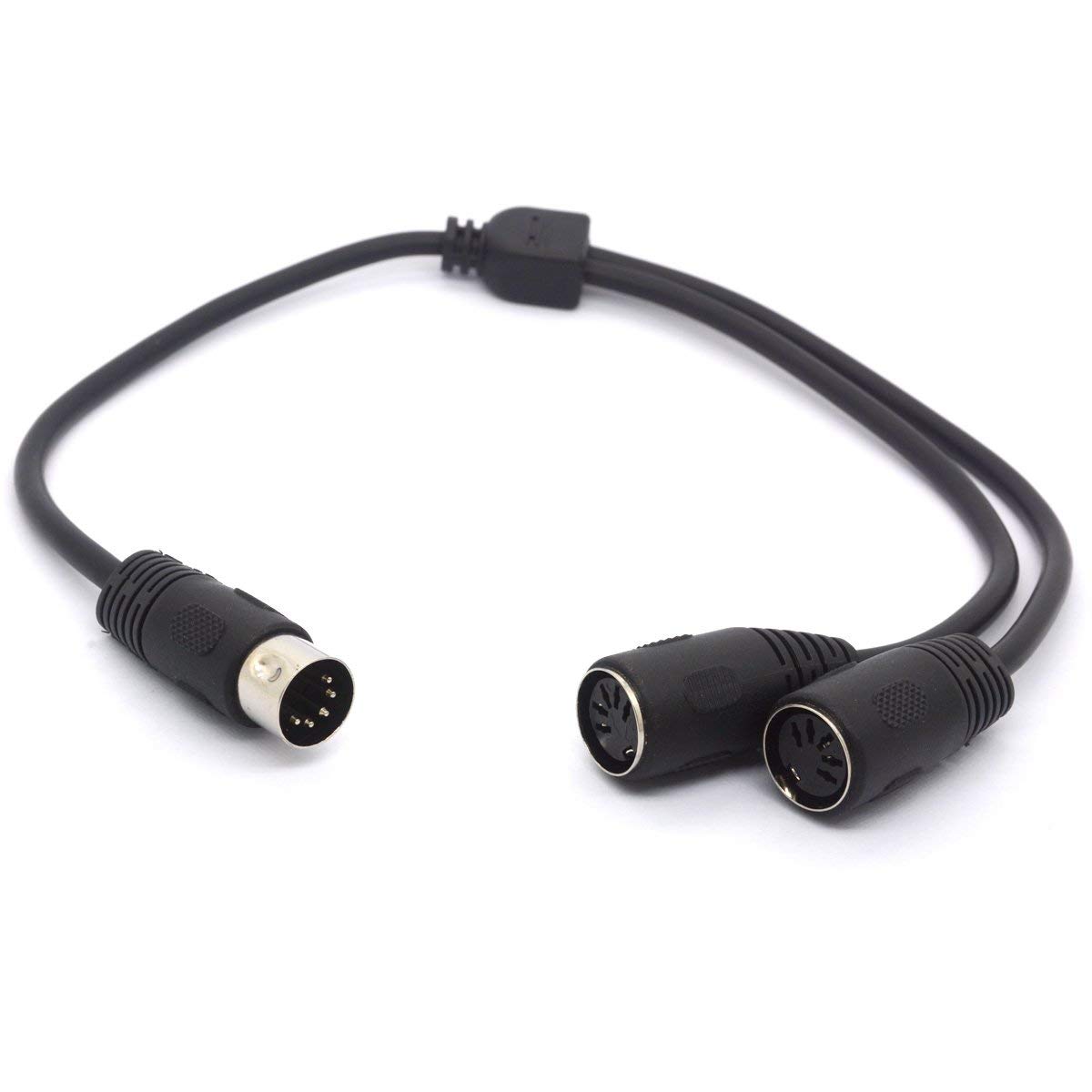 GLHONG MIDI Splitter Cable, MIDI 5 Pin DIN Plug Male to 2 DIN Female Smartphone AUX Headphone Stereo Jack Adapter Y Input Cable for MIDI Keyboard, Electric Piano, Synthesizer, MIDI Guitar