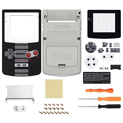 IPS Ready Upgraded eXtremeRate Classics NES Style Replacement Shell Full Housing & Black Screen Lens for Gameboy Color β Fit for GBC OSD IPS & Regular IPS & Standard LCD β Console & IPS Screen Without
