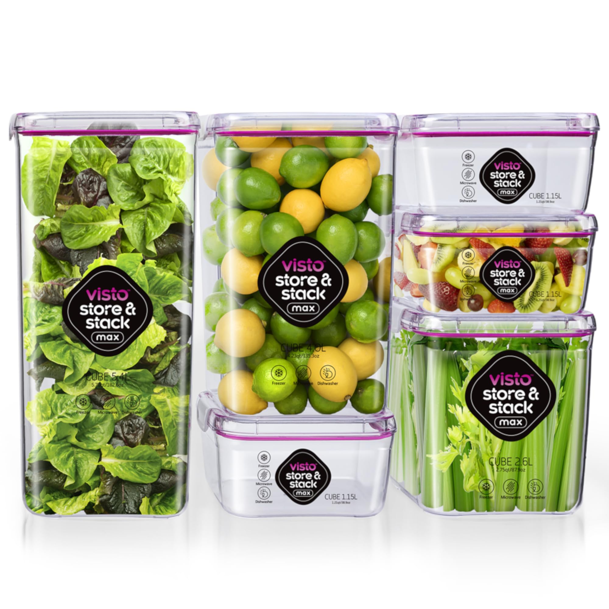 WC Redmon Visto MAX Cube QT Set of 4 Storage Bins, 5.71 Quart, Clear