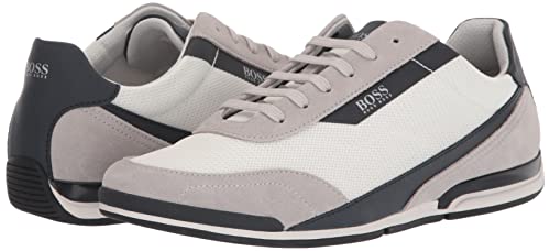 HUGO Boss Men's Saturn Profile Low Top Sneaker, Open White, 8