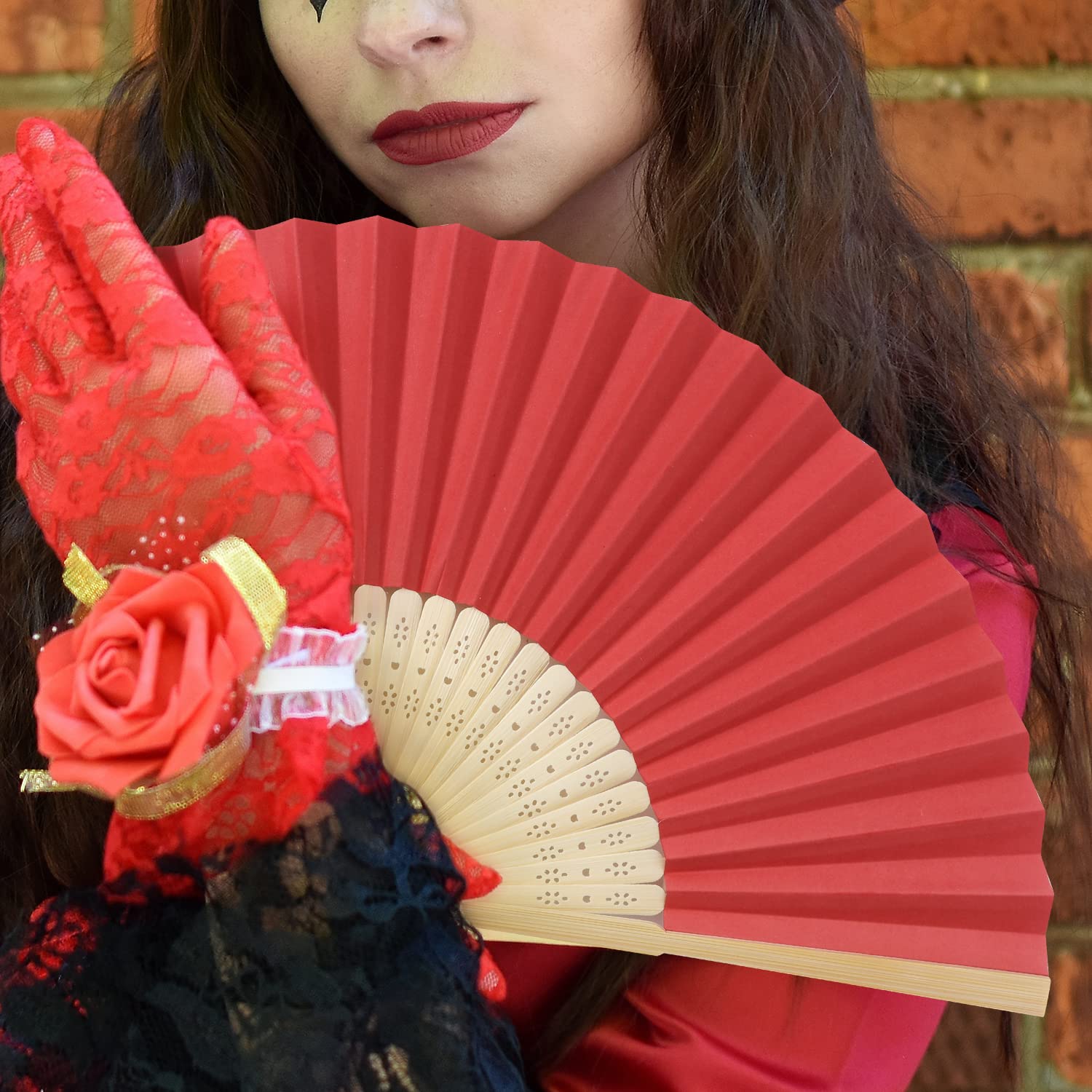 KINBOM 10pcs Folding Hand Fans for Women, Multicolor Folding Fans Hand Fan Foldable Bamboo Elegant Folding Fan with 10 Solid Colors for Daily Use Wedding Dance Party
