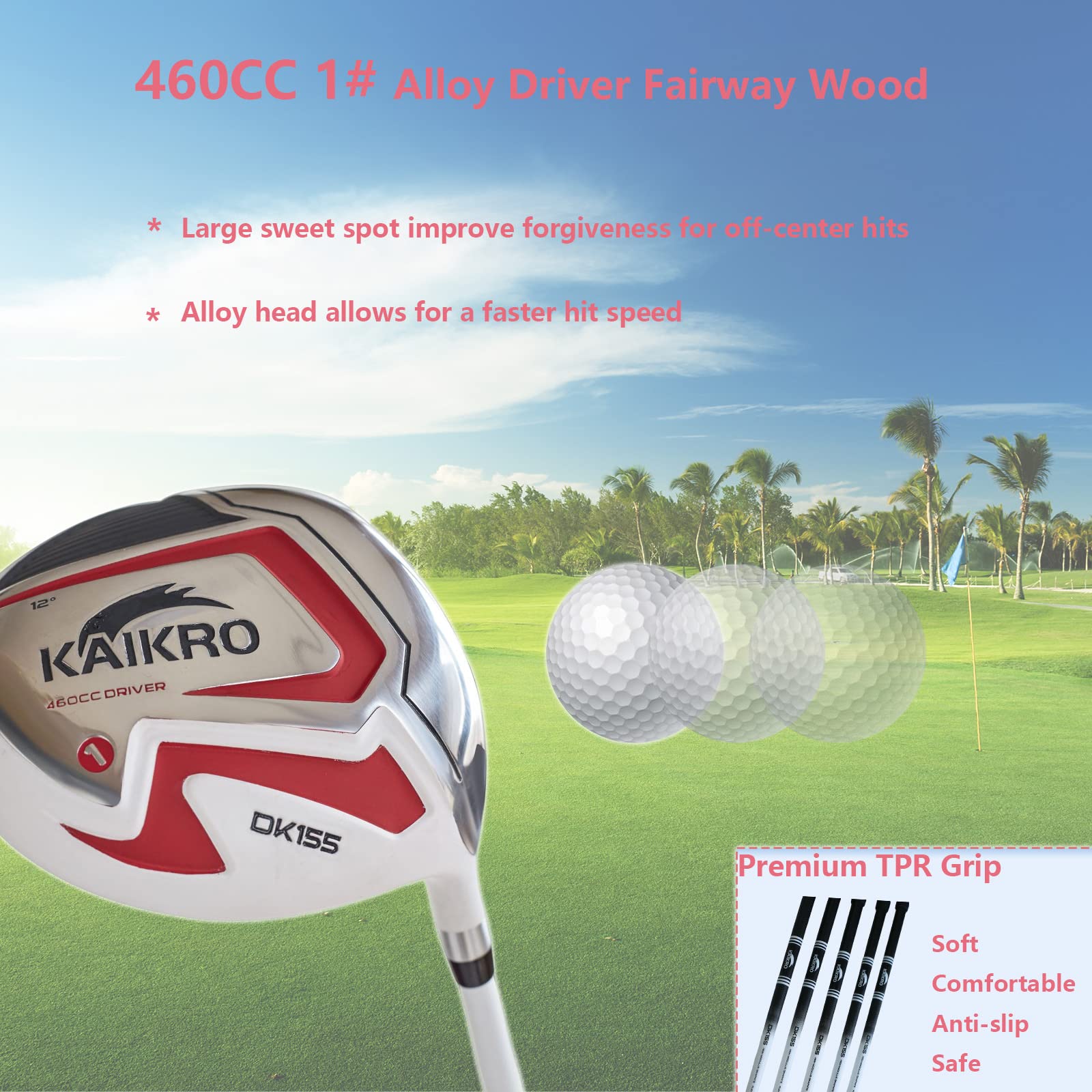 KAIKRO Complete Golf Clubs Set,Women Golf Clubs Set for Right Hand & Stand Bag,Lady’s Complete Golf Club Package Set,Red