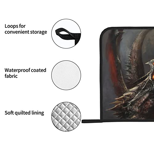 Knight Fighting Dragon Kitchen Pot Holders Hot Pad, Potholders Hot Pads for Kitchen,Washable Pot Holder Oven Mitts,Heat Resistant Hot Pad Kitchen Decor Accessories for Cooking and Baking(2 Sets