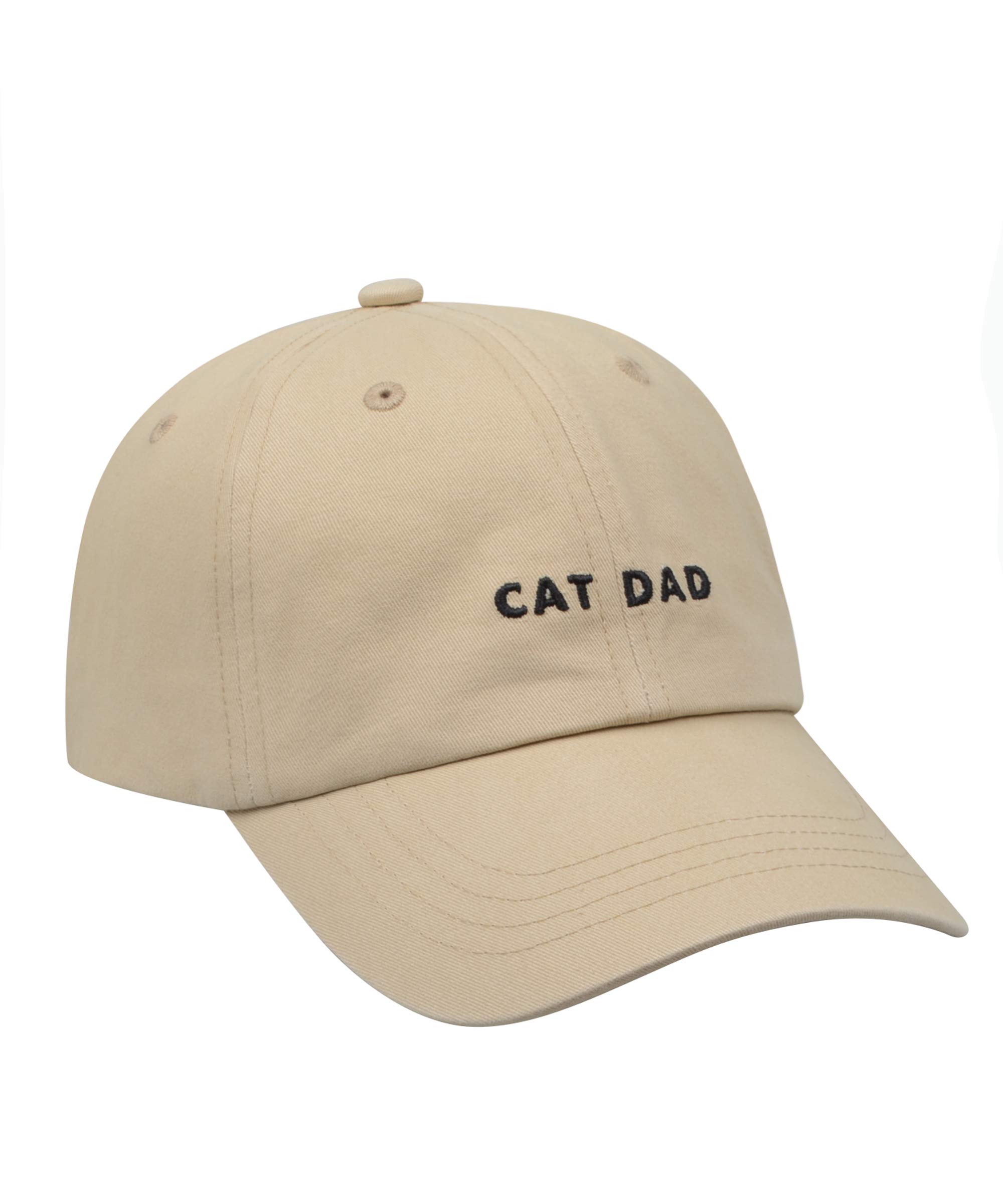 Hatphile 6 Panel Embroidery Dad Hat Baseball Cap Cat Mom Cat Dad (Cat Dad Khaki Cap)