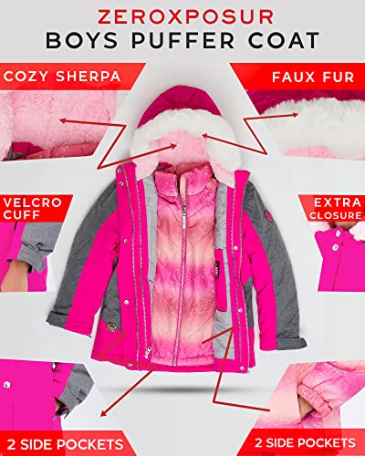 ZeroXposur Big Girls 3-in-1 System Jacket with Detachable Inner Shell - Girls Winter Coats (X-Large, Lollipop)