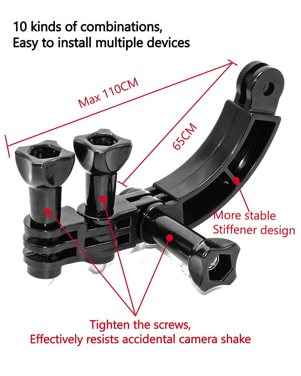 Goliton 90 Degree Rotary Extension arms Mount rig Screw Compatible with GoPro Hero 11/10/9/8/7/(2018)/6/5/4 Black