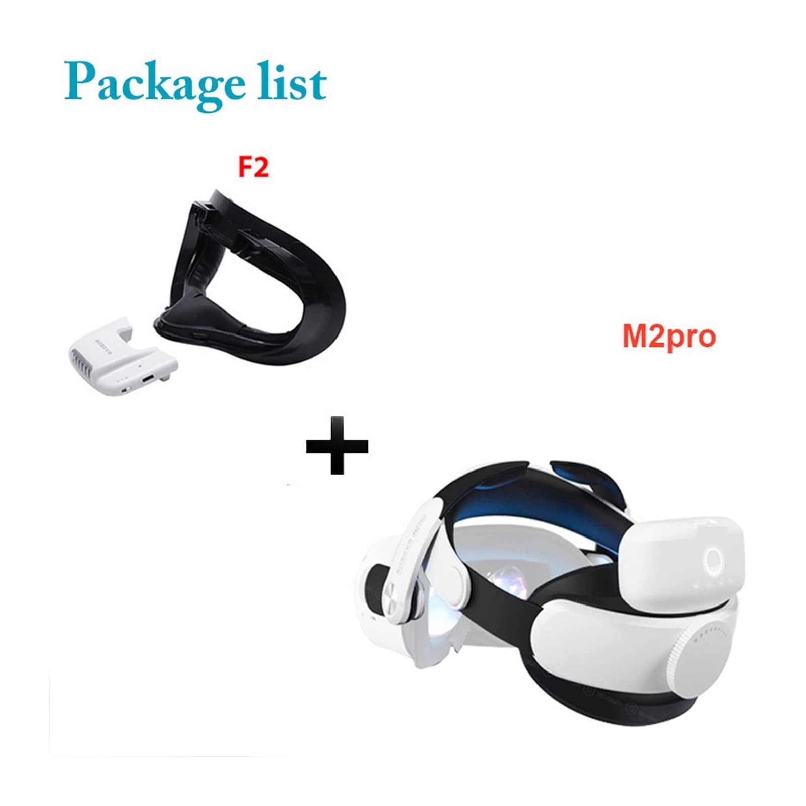 M2 Pro Battery Strap for Oculus Quest 2 Elite Halo Strap B2 Battery Pack F2 Air Fan No Fog Interface C2 Carrying Bag Case (Color : Set1)