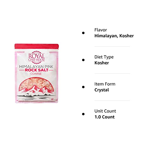 Himalayan Pink Salt 5 lbs Coarse Grain Bulk Bag - Hymalain Pure Gourmet Crystals - Himilian 100% Natural - Contains 84 Minerals -Suitable for Body Bath Scrubs Table Salt Grinder & Salt Mills - Kosher