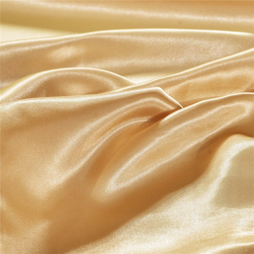 Vagasi Gold Duvet Cover Set Queen Size 3 Pieces - Comforter Cover Super Soft with 2 Pillow Shams - Satin Bedding Set Breathable & Smooth with Zipper Closure