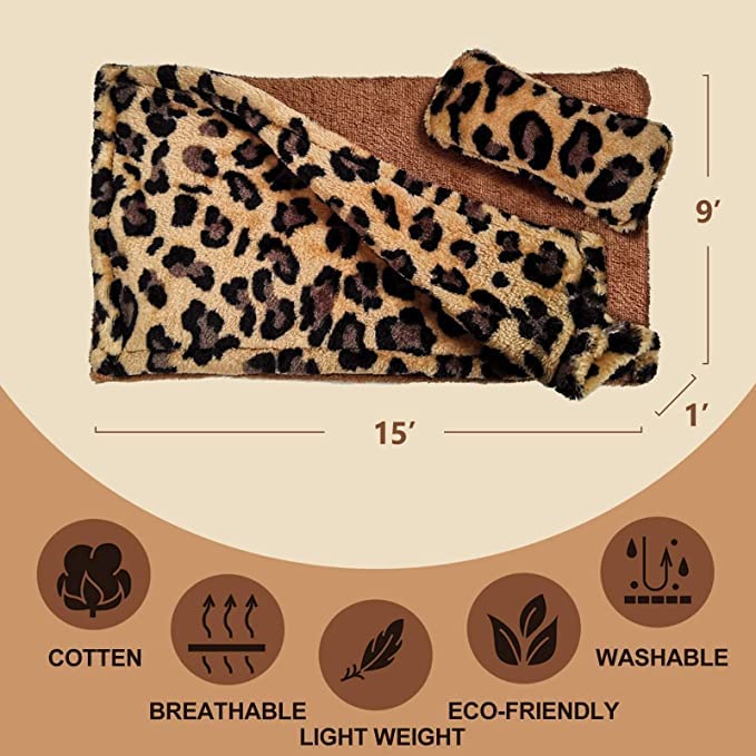WATFOON Reptile Sleeping Bed Lizard Leash Collar Set, Bearded Dragon Tank Accessories Sleeping Bag with Blanket Pillow Cotton Nest Shelter Couch