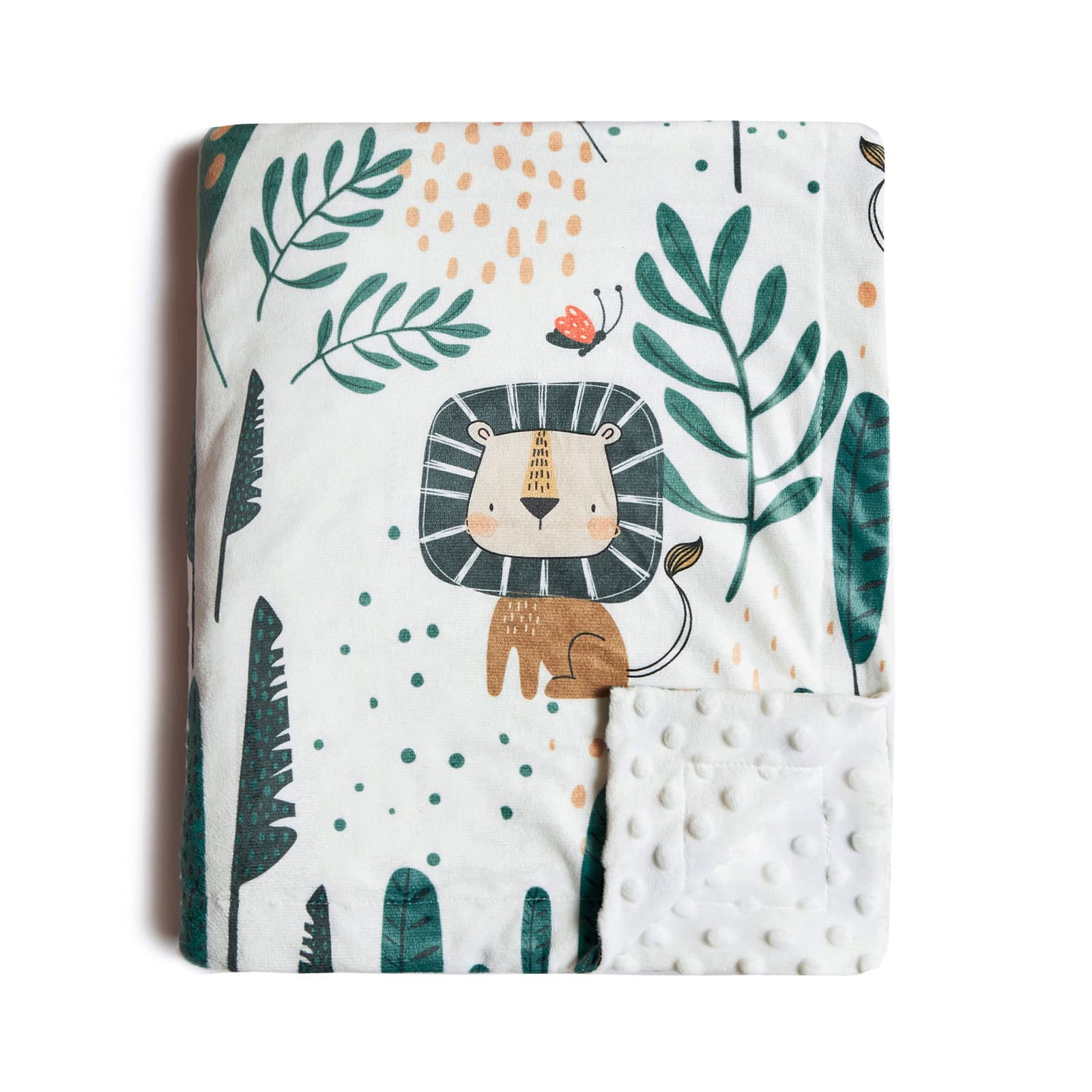 insular Baby Blanket for Boys Girls Soft Plush Minky with Dotted Backing, Double Layer Receiving Blanket for Stroller Crib Newborn Toddler Bed Blanket 42 x 30 in, Jungle Lion