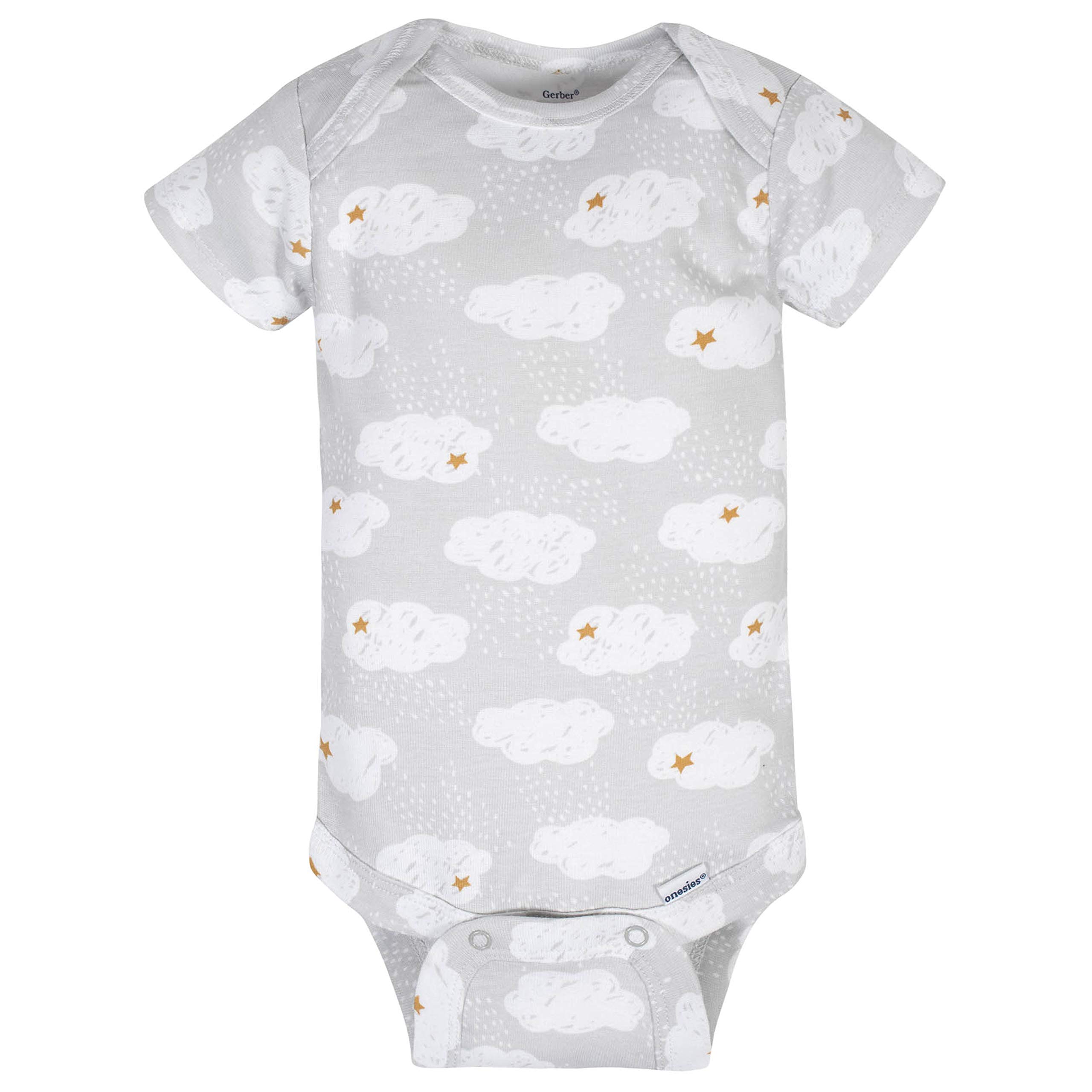 Gerber Baby 4-Pack Short Sleeve Onesies Bodysuits, Elephant Love, 6-9 Months