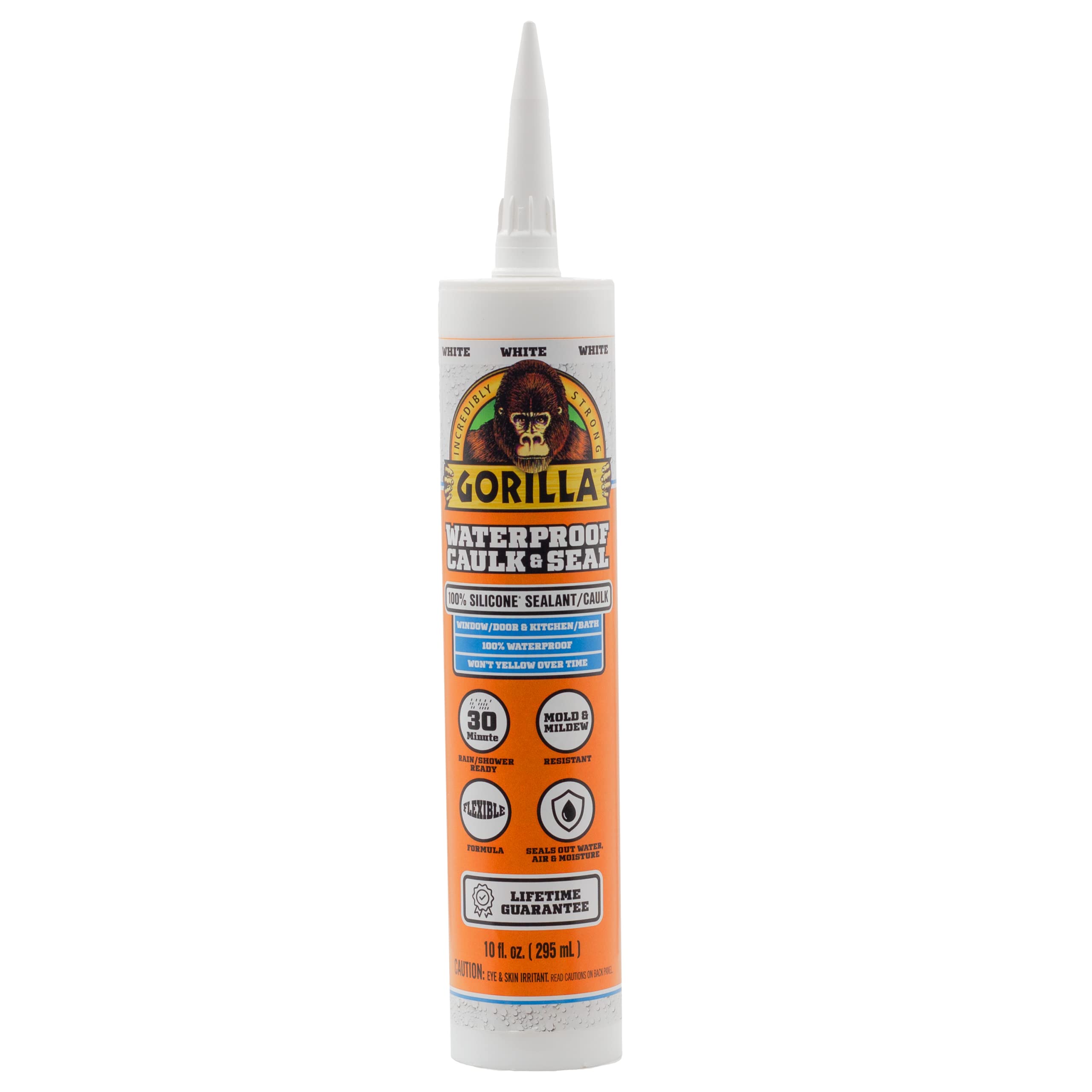 Gorilla White 100 Percent Silcone Sealant Caulk and Newborn 189D Drip Free Caulking Gun