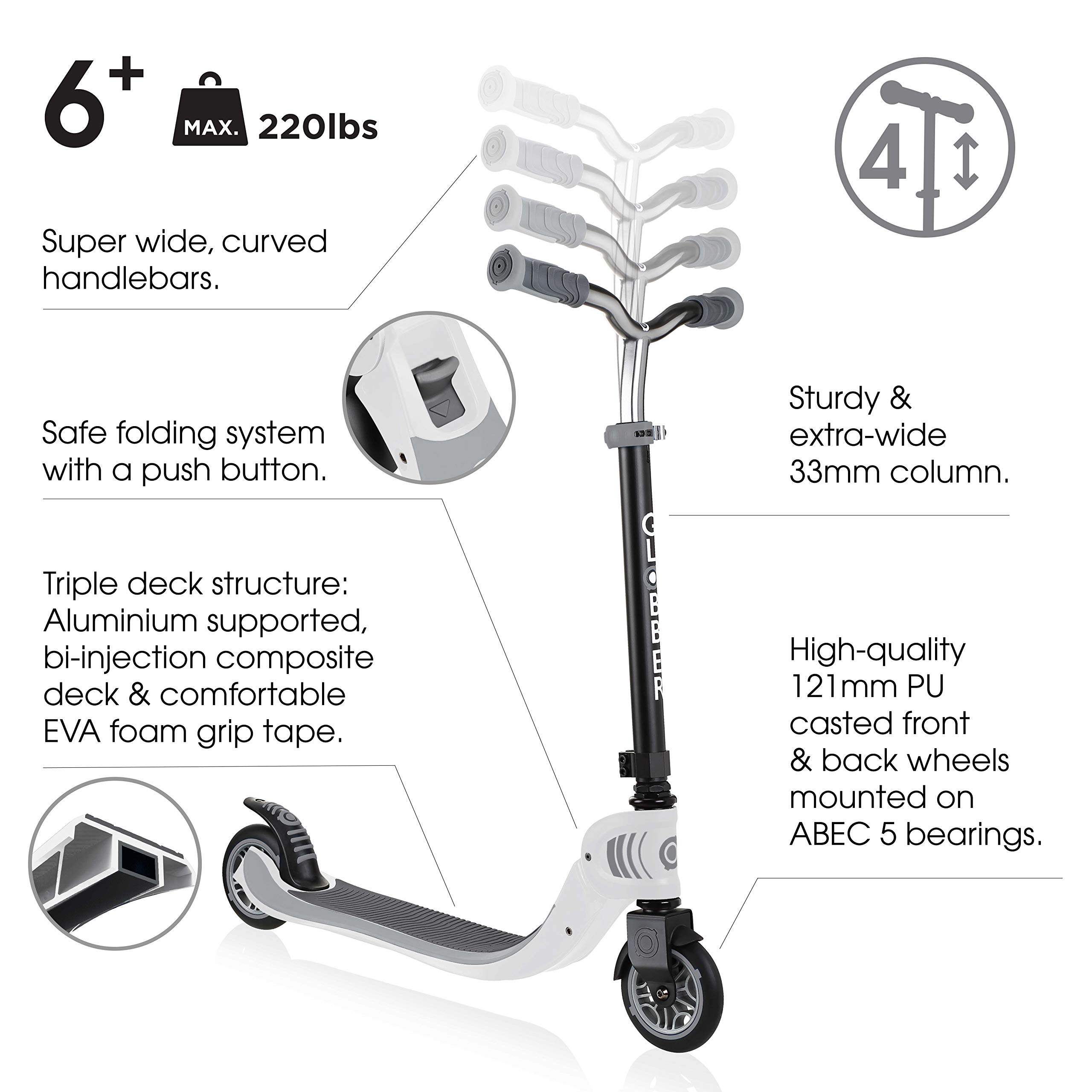 Globber Flow Foldable 125 2-Wheel Scooters Perfect Choice for Children to Transition to Their First 2-Wheel Scooter. Adjustable Features, Robust Design