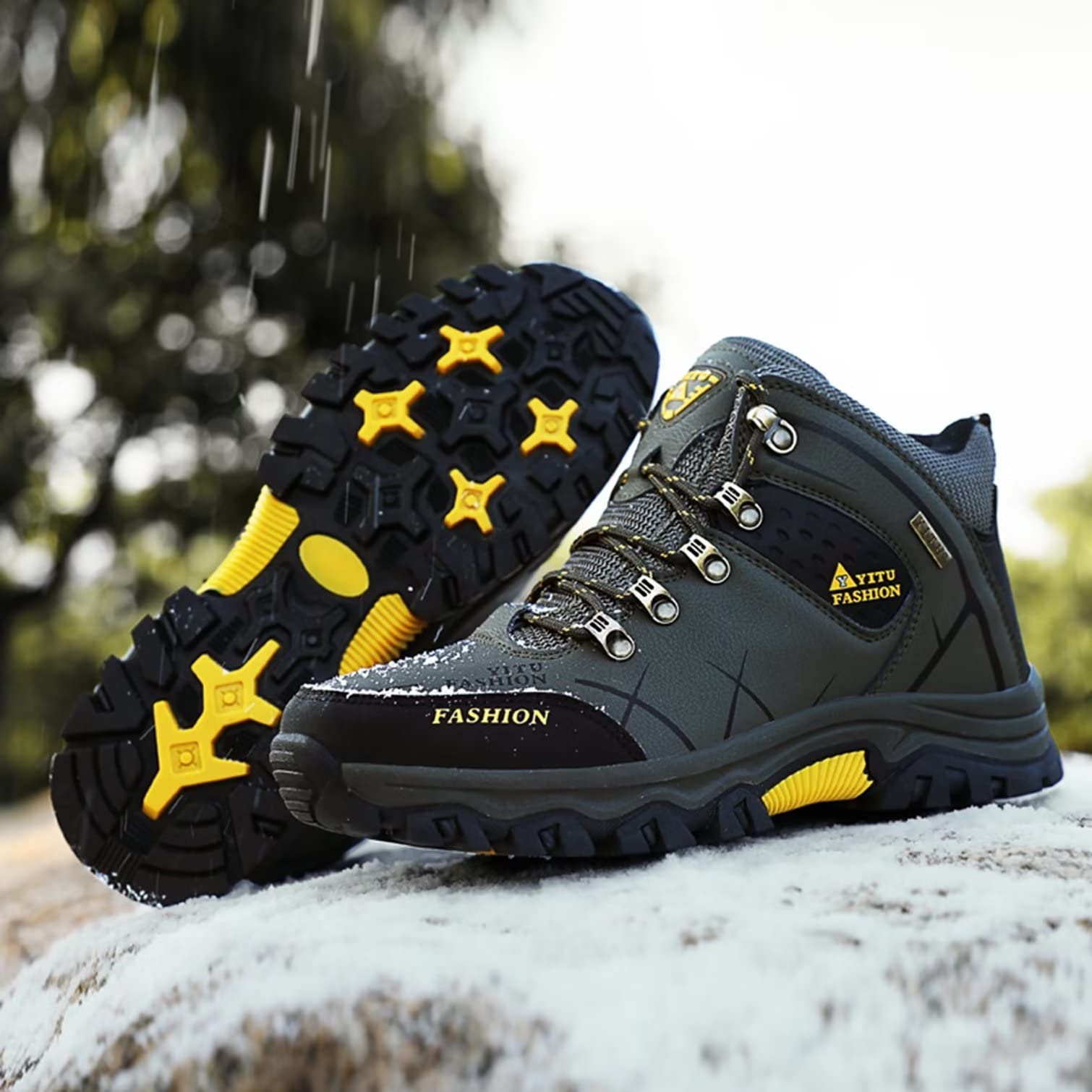 HARMOX Men's Women's Hiking Boot Anti-Slip Hiking Boots Men Waterproof Insulated Green