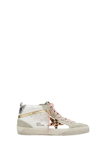 Golden Goose Women's Mid Star Classic Leather Sneakers, White/Beige/Brown Leo (us_Footwear_Size_System, Adult, Women, Numeric, Medium, Numeric_10)