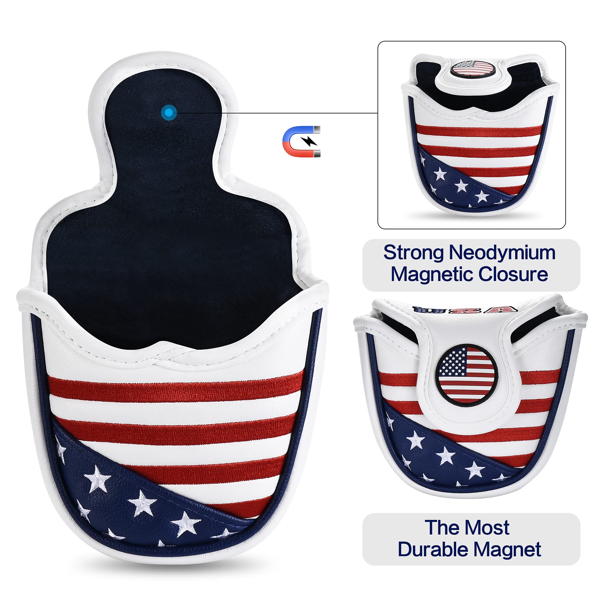 Golf Mallet Putter Headcover for Odyssey White Hot,Heel-Shaft Putter Cover with Strong Magnetic