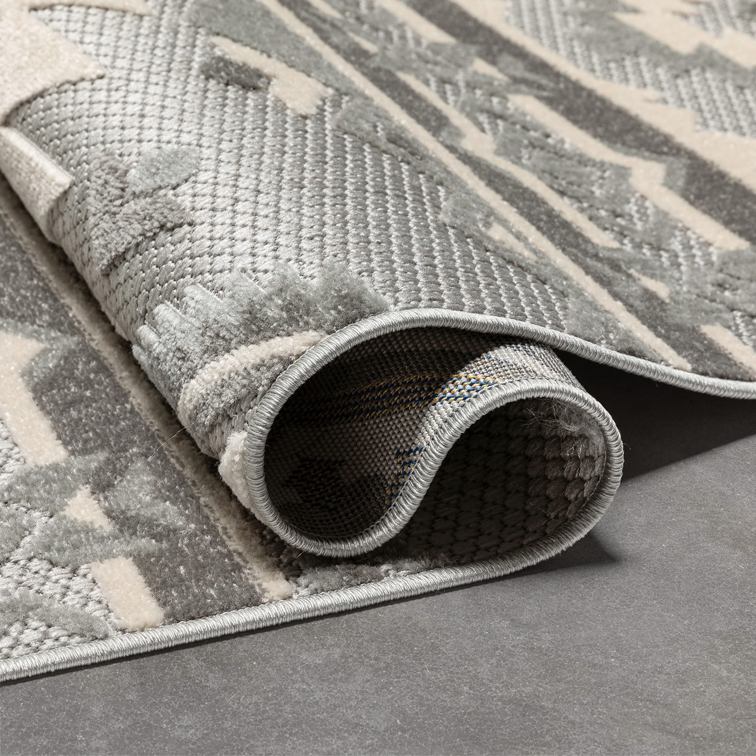 Well Woven Tuscon Grey Indoor/Outdoor Southwestern Area Rug (5'3" x 7'3") High Traffic Stain Resistant Geometric Medallion Carpet