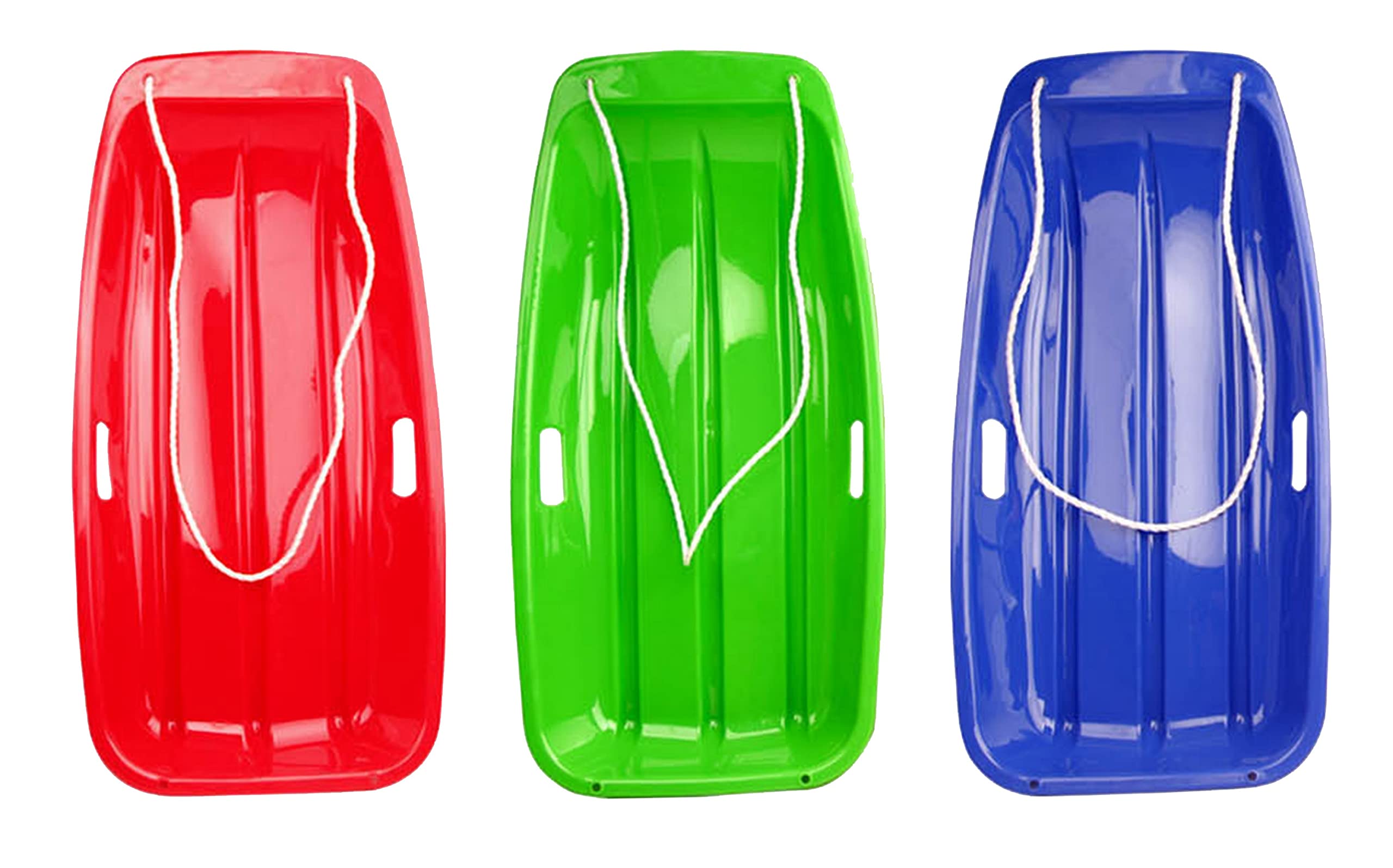 Kingmys Outdoor Slippery Plastic Toboggan Snow Sled, 35”x18”x4.2” (red+Blue+Green)
