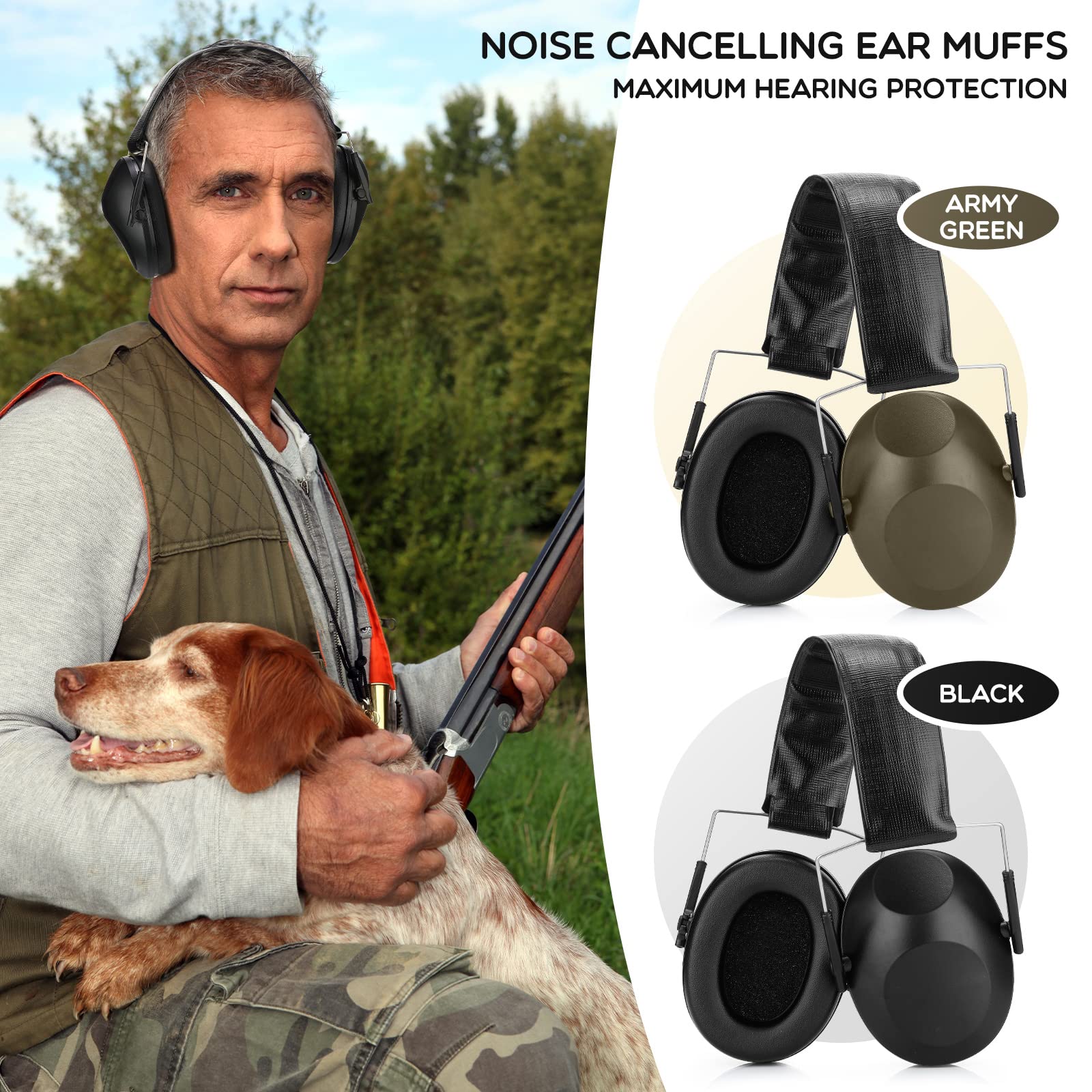 Jerify 4 Pack Hearing Protection Ear Muffs for Noise Reduction, Compact Folding Slim Noise Canceling Ear Protection Headphones for Shooting Gun Range, Construction, Mowing, Woodwork
