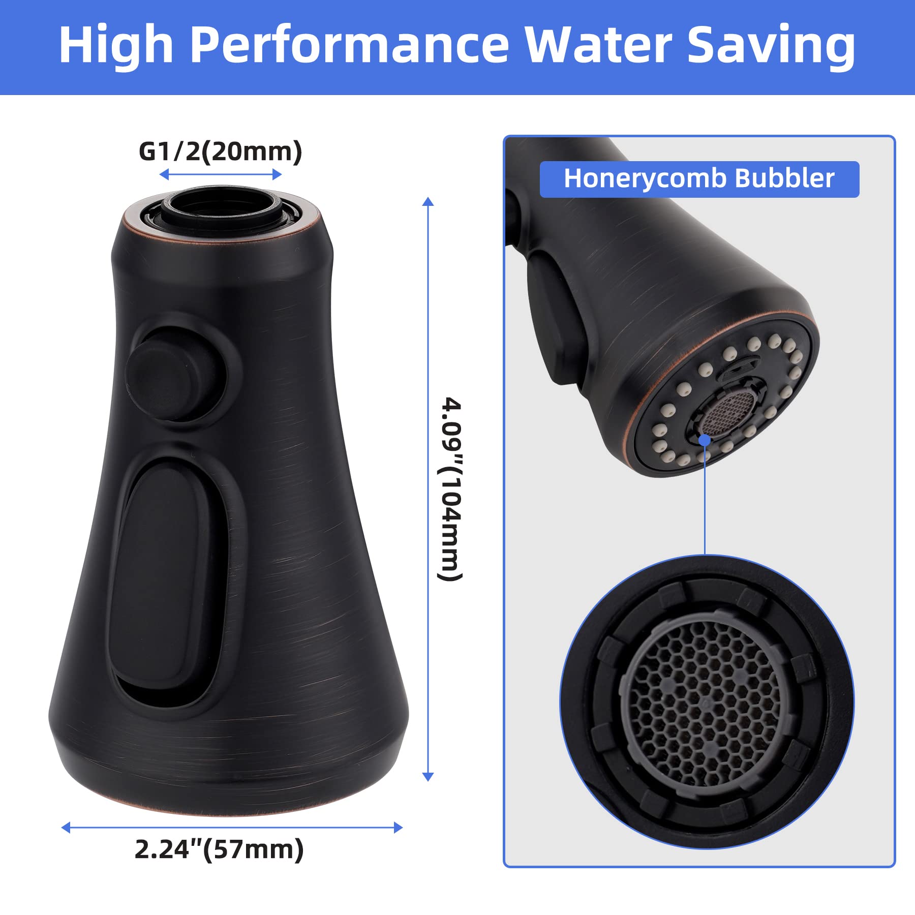 iFealClear Pull Down Kitchen Faucet Head Replacement, 3-Mode Faucet Head for Kitchen Sink, Faucet Sprayer Nozzle, 12 Adapters Compatible with Moen, American Standard, Delta Faucets, Oil Rubbed Bronze