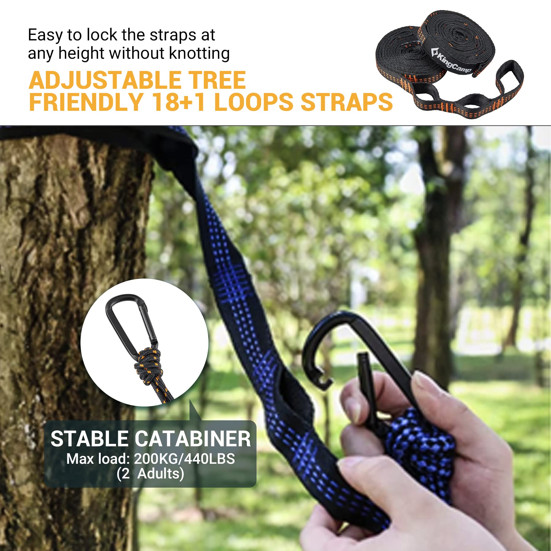 KingCamp Double Mesh Hammock, Camping Hammock Breathable Portable Outdoor/Indoor Hammocks Tree Hammock for Camping Backpacking, Hiking, Backyard, Patio Support to 440lbs, 2 Tree Straps (Petrolblue)
