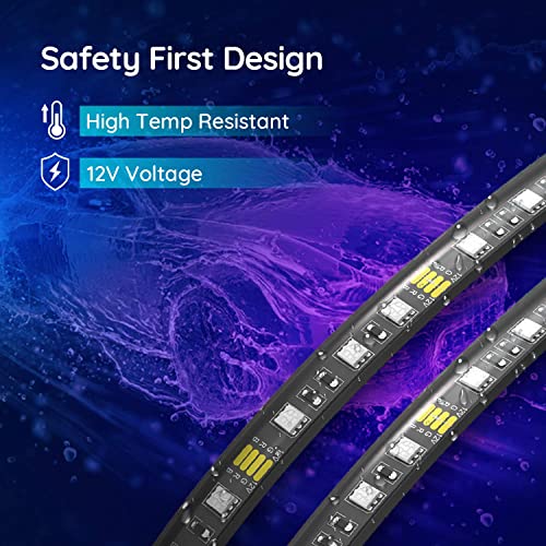 Govee Car Interior Lights, Car Led Lights with APP Control, Music Sync with 7 Scene Modes and 16 Million Colors, 2 Lines Design RGB Under Dash Car Lighting with Car Charger, DC 12V