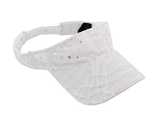 Glitter Sequin Visor for Ladies, White ,One Size
