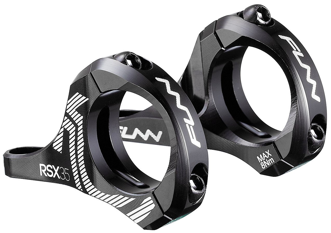 Funn RSX Mountain Bike Direct Mount Bike Stem with 35mm Bar Clamp, 2 Pieces Lightweight Split Design for Dual Crown Forks, Adjustable Extension 45-50mm with 30mm Rise (Black)
