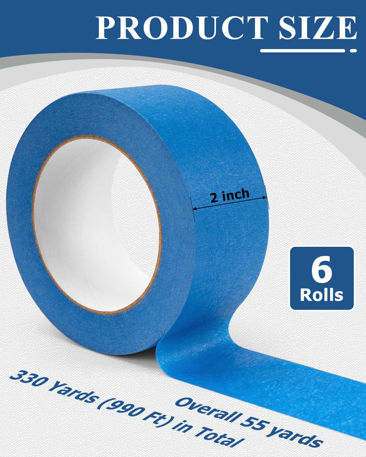 WeLiu Painters Tape 6 Rolls (990 Ft) Masking Tape, Blue Painter’s Tape for Home Office School, DIY Crafts, Labeling, Edge Finishing, 2 Inches x 55 Yards