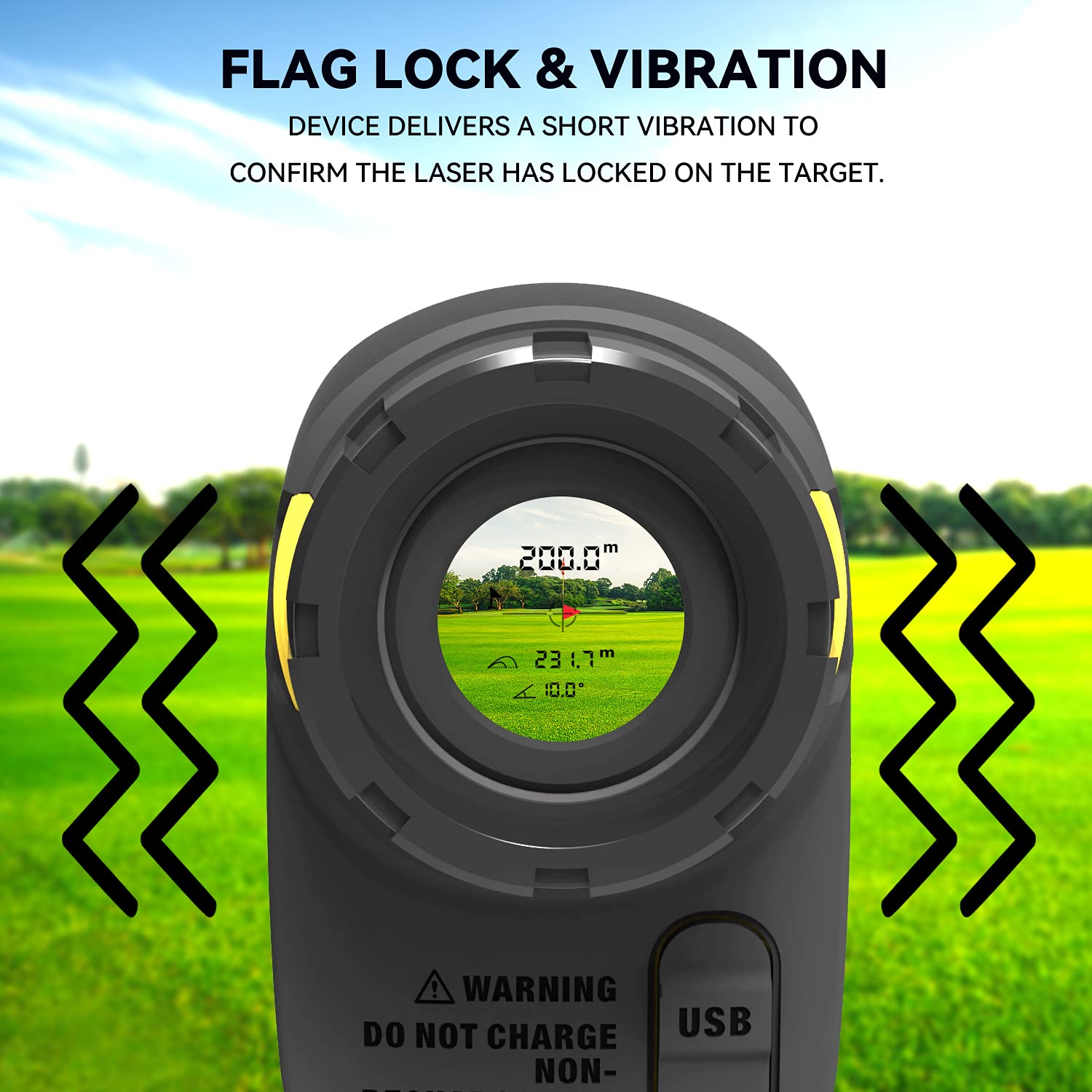 Golf Rangefinder with Slope - Laser ±0.55yard Accuracy Rechargeable Golf Distance Finder Aaccessories with USB Charging Flag-Lock Tech with Vibration Distance Angle Measurement for Golf Competition
