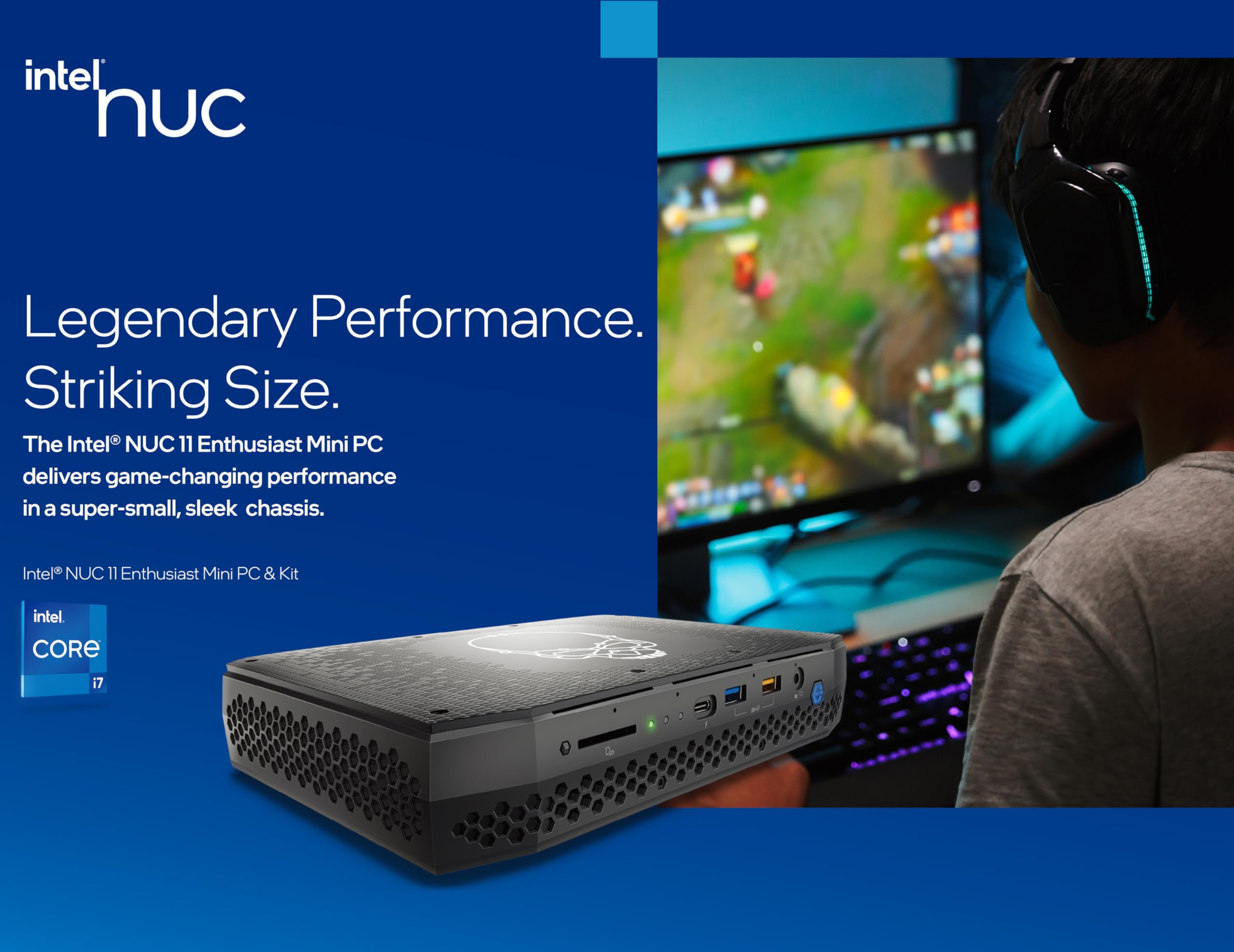 Intel NUC 11 Enthusiast NUC11PHKi7 Barebone Business Mini PC Kit Desktop Computer, Core i7-1165G7, GeForce RTX 2060 6GB, No RAM, No Storage, WiFi 6, Bluetooth 5.2, No OS, BROAG Mousepad