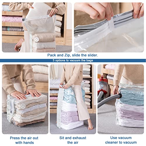 Vacuum Storage Bags Jumbo Cube 6 Pack, Space Saver Bags Extra Large Vacuum Seal Bags for Comforters Blankets Clothes (3 Jumbo 3 Medium), Closet Organizers and Storage Bags Vacuum Sealed