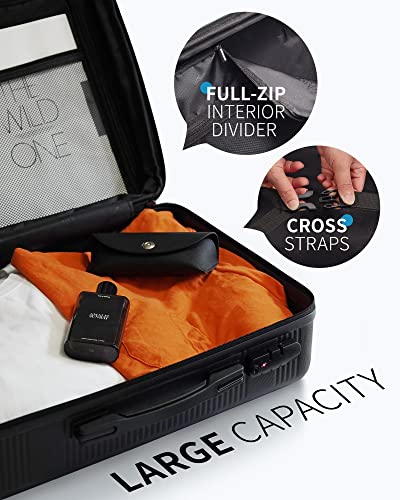 Zitahli Luggage, Expandable Suitcase Checked Luggage, Hardside Luggage with TSA Lock Spinner Wheels YKK zippers, 28in (Black)