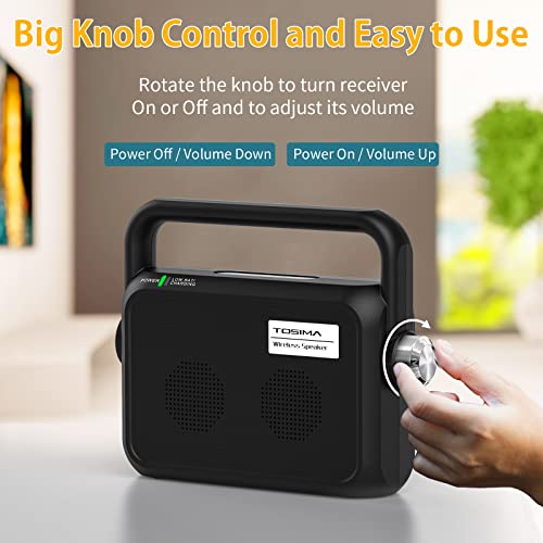 Tosima TV-6000 Wireless TV Speakers Hearing Assistance-Portable TV Soundbox,TV Sound Amplifier,Audio Hearing Devices,2.4G 100Feet Full Range Stereo Sound Box with Headset Jack Applicable