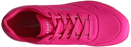 Skechers womens Skecher Street Women's Uno - Night Shades Sneaker, Pink Hot Pink Durabuck Htpk, 9 US