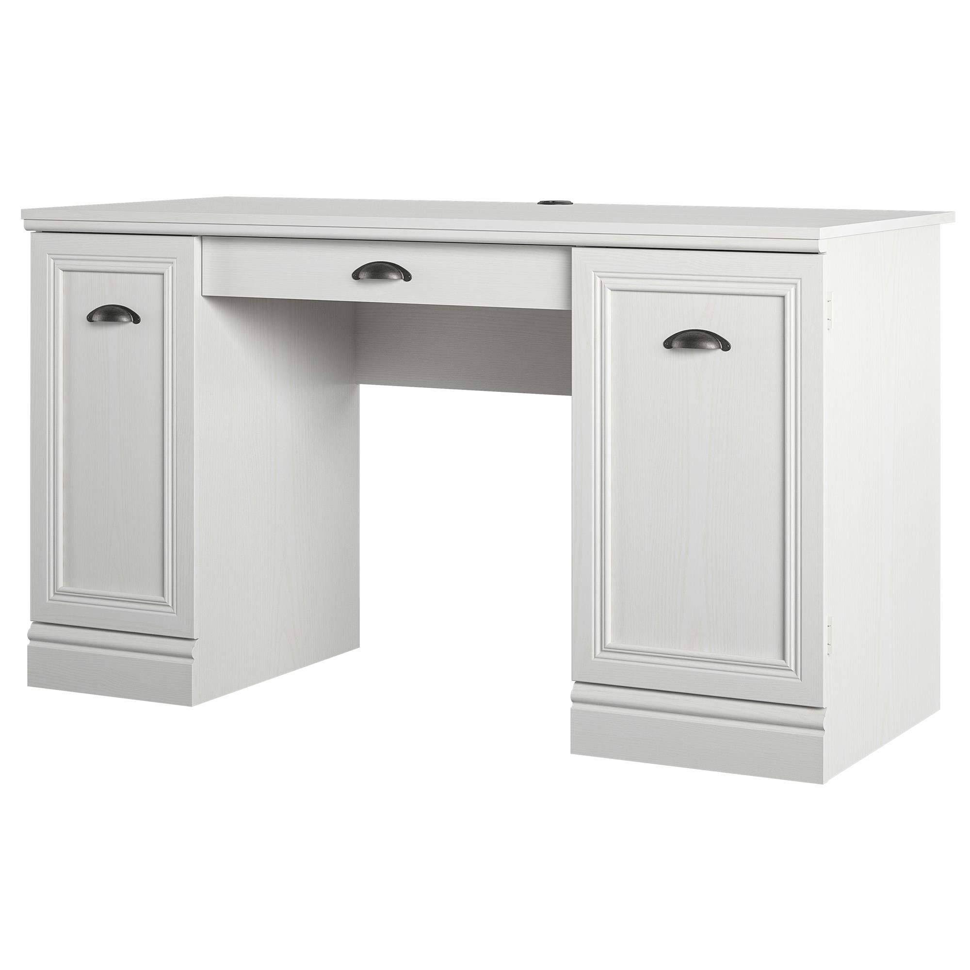Home Office Desk White Workstation Furniture Cabinet Shelves Storage Organize Drawer Laptop Computer Table PC Study Writing Reading Double Pedestal Design