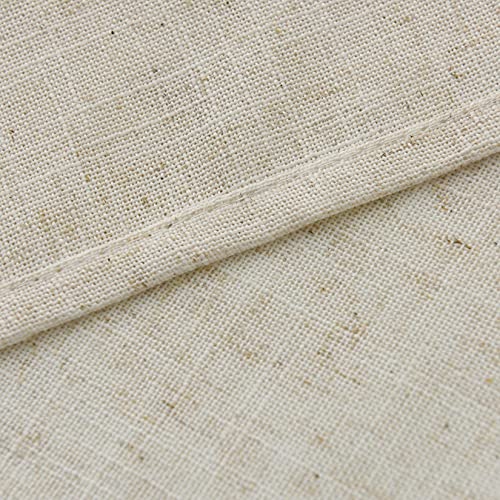 Valea Home Linen Curtains Panel 54 inch Long Light Filtering Rod Pocket Crude Drapes for Bedroom Living Room Farmhouse Window Treatment Panels, Natural, 1 Panel