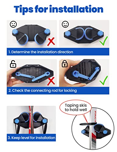 Skifavs Ski Wall Mount, Snowboard Wall Storage Rack, Ski & Snowboard Rack For Garage Wall, Damage-Free Ski Storage Rack, Ski Holders For Wall, Snowboard Display (1 Pack)