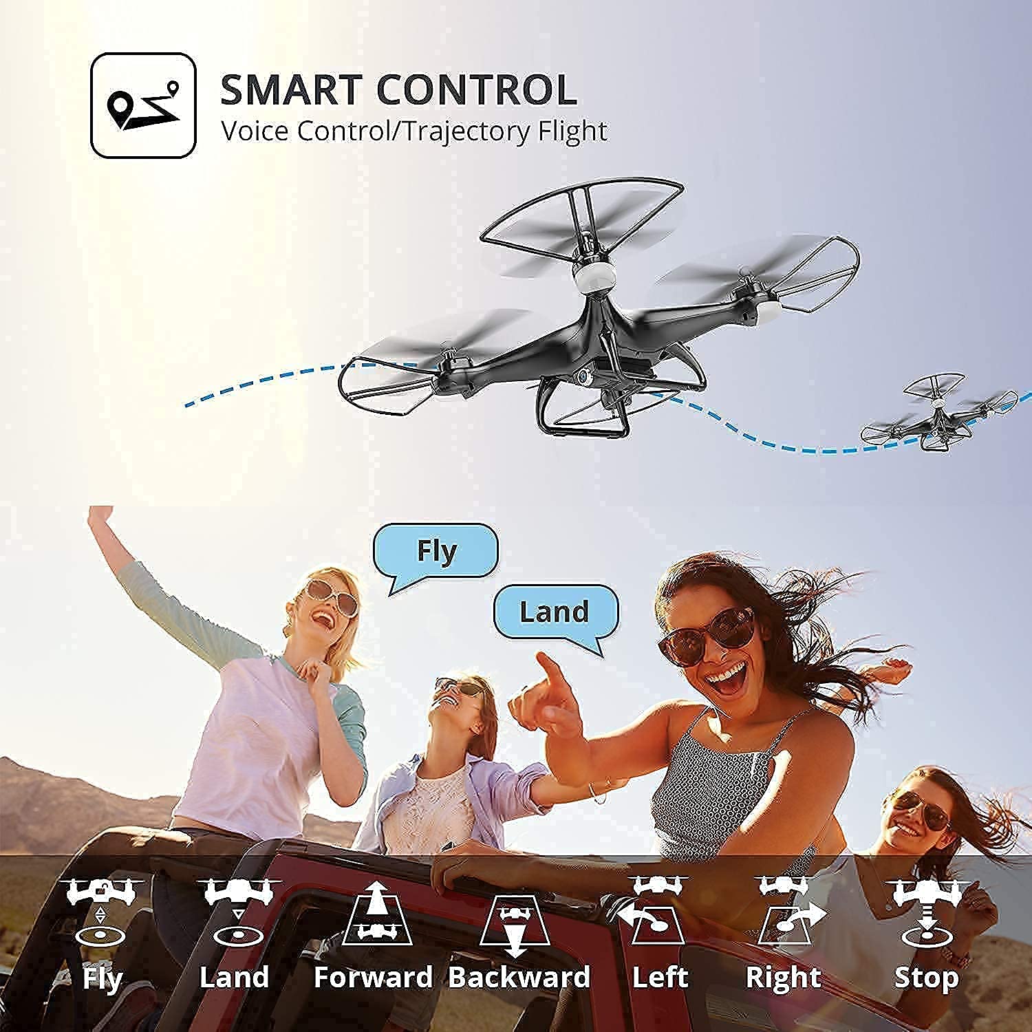 Holy Stone HS110D FPV RC Drone with 1080P HD Camera Live Video 120°Wide-Angle WiFi Quadcopter with Gesture Control, Altitude Hold, Headless Mode, 3D Flip RTF and 3 Batteries