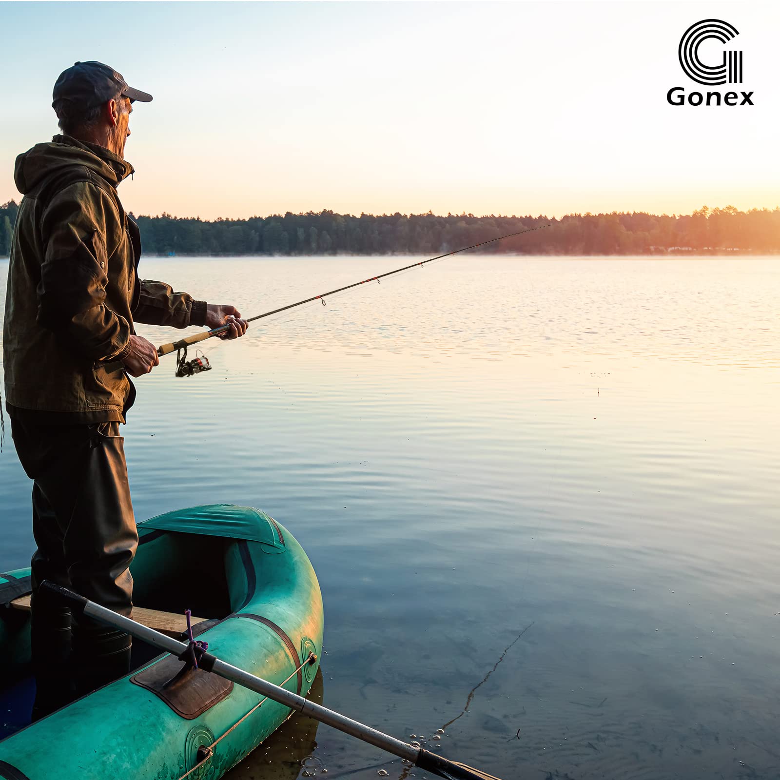 Gonex Fishing Rods Spinning Rod 24-Ton Carbon Collapsible Casting Rod with Two-Piece Split Design Fast 6'6" MH