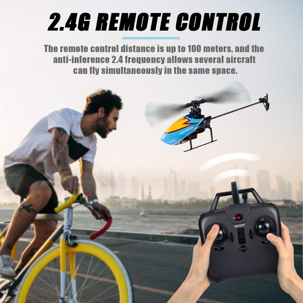 GoolRC C129 RC Helicopter for Adults and Kids, 4 Channel 2.4Ghz Remote Control Helicopter with 6-Axis Gyro, Aileronless RC Aircraft with Altitude Hold and 3 Batteries (Blue)