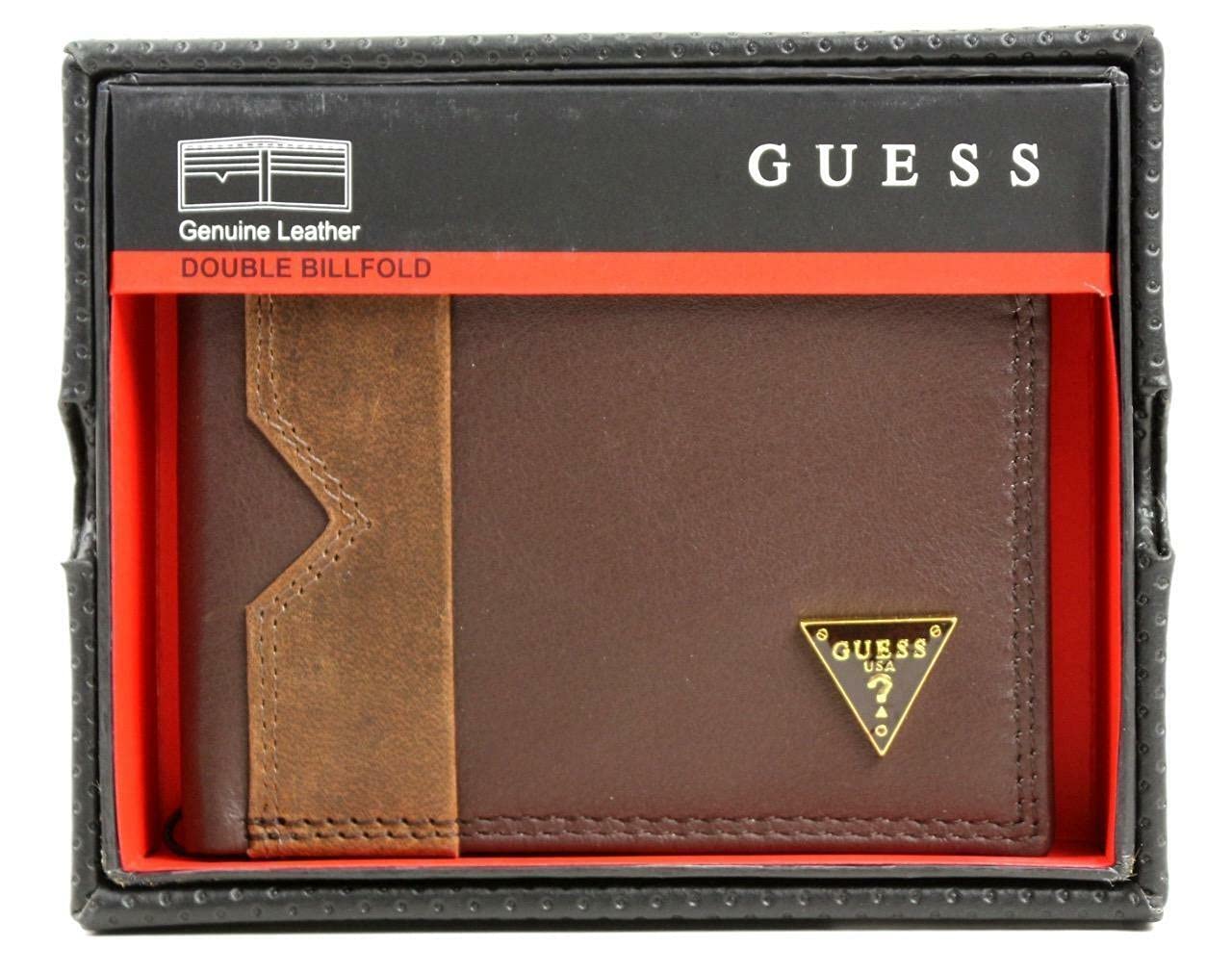 Guess Men's Brown Leather Billfold Brown Wallet