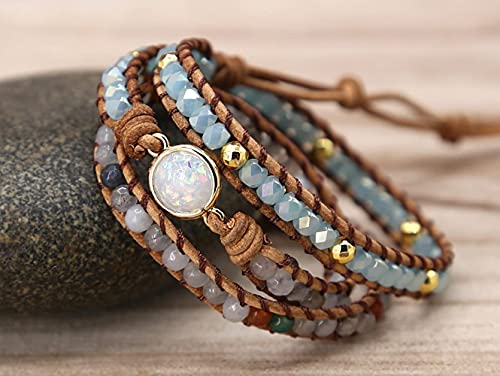 ZOSOJONA Women Wrap Bracelets Boho Natural Stone Jasper Turquoises Strand Bracelet Jewelry Collection (Nature stone)
