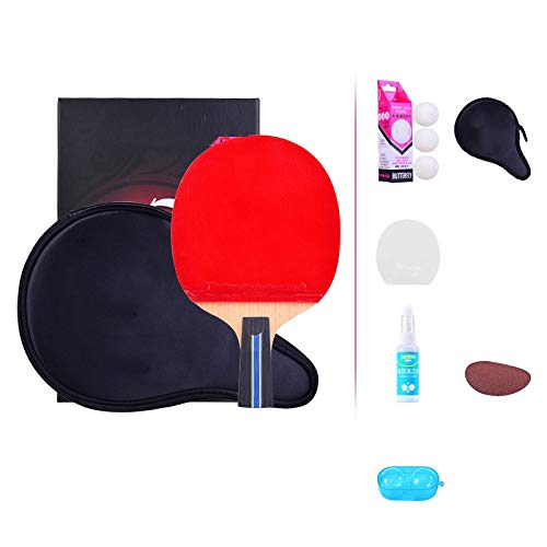 Hewen-Ping Pong Set Professional Grade 7 Star Durable Pingpong Paddle Table Tennis Racket Ping Pong Bat Set with 1 Rackets, 3 Balls Table Tennis Bat (Size : Long)