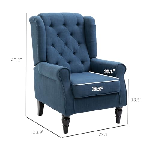 HOMCOM Button-Tufted Accent Chair with High Wingback, Rounded Cushioned Armrests and Thick Padded Seat, Cream White