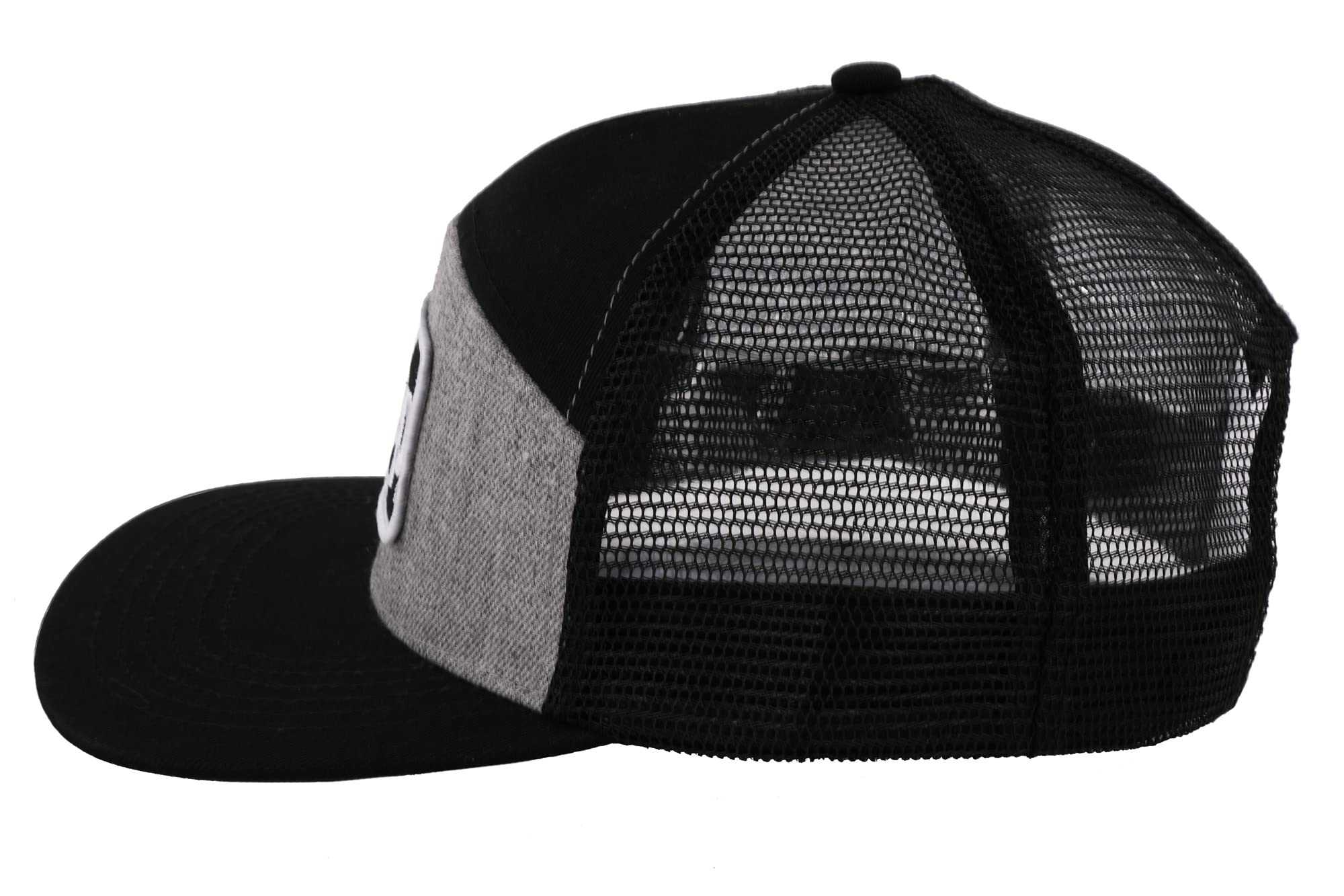 Jeep Premium 7 Panel Flatbill Snapback Patch Logo Hat for Men Heather Grey/Black