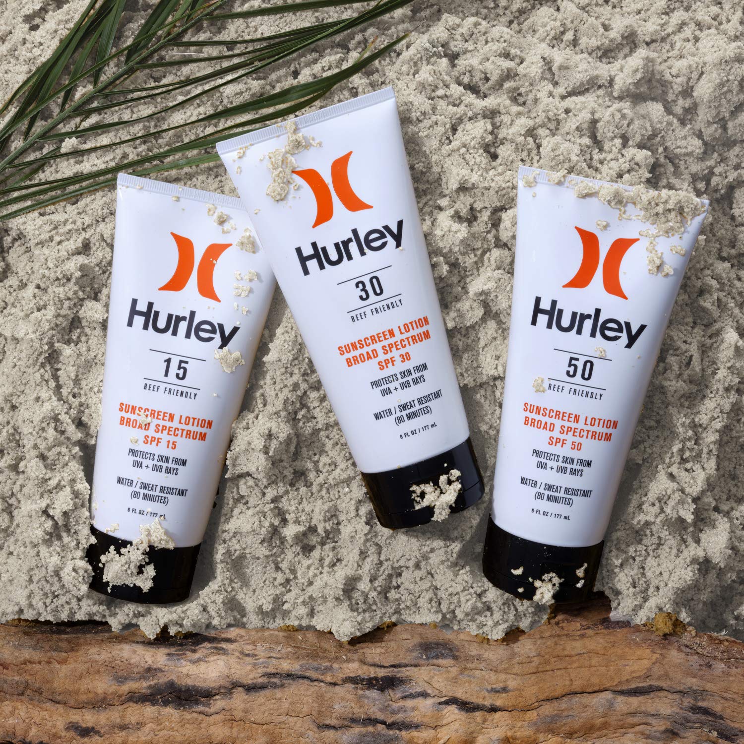Hurley Water Resistant Broad Spectrum Sunscreen Lotion, Family Friendly, Reef Safe, SPF 15, Size 6 oz