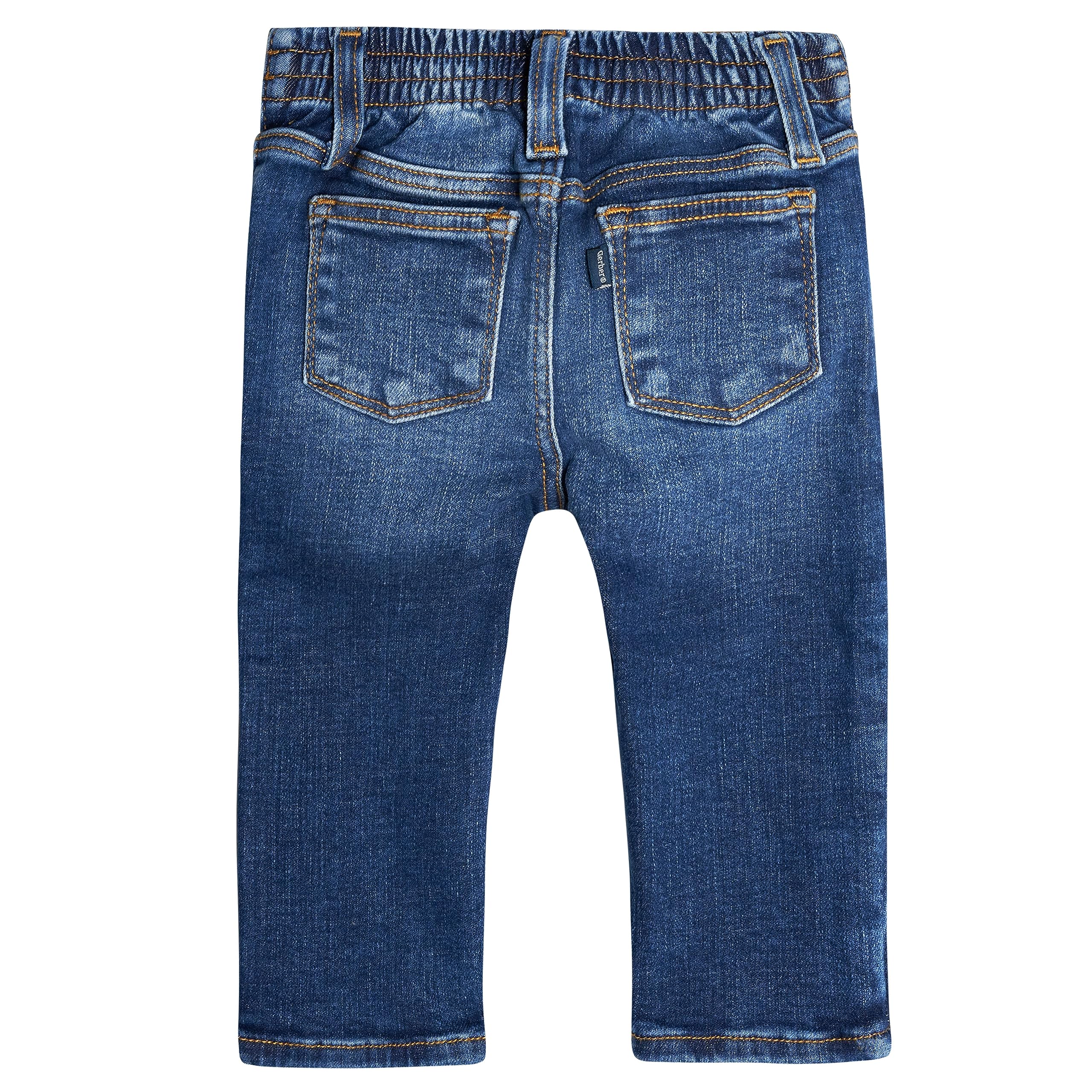 Gerber Baby Toddler Straight Leg Stretch Denim Jeans, Infant Blue, 3-6 Months